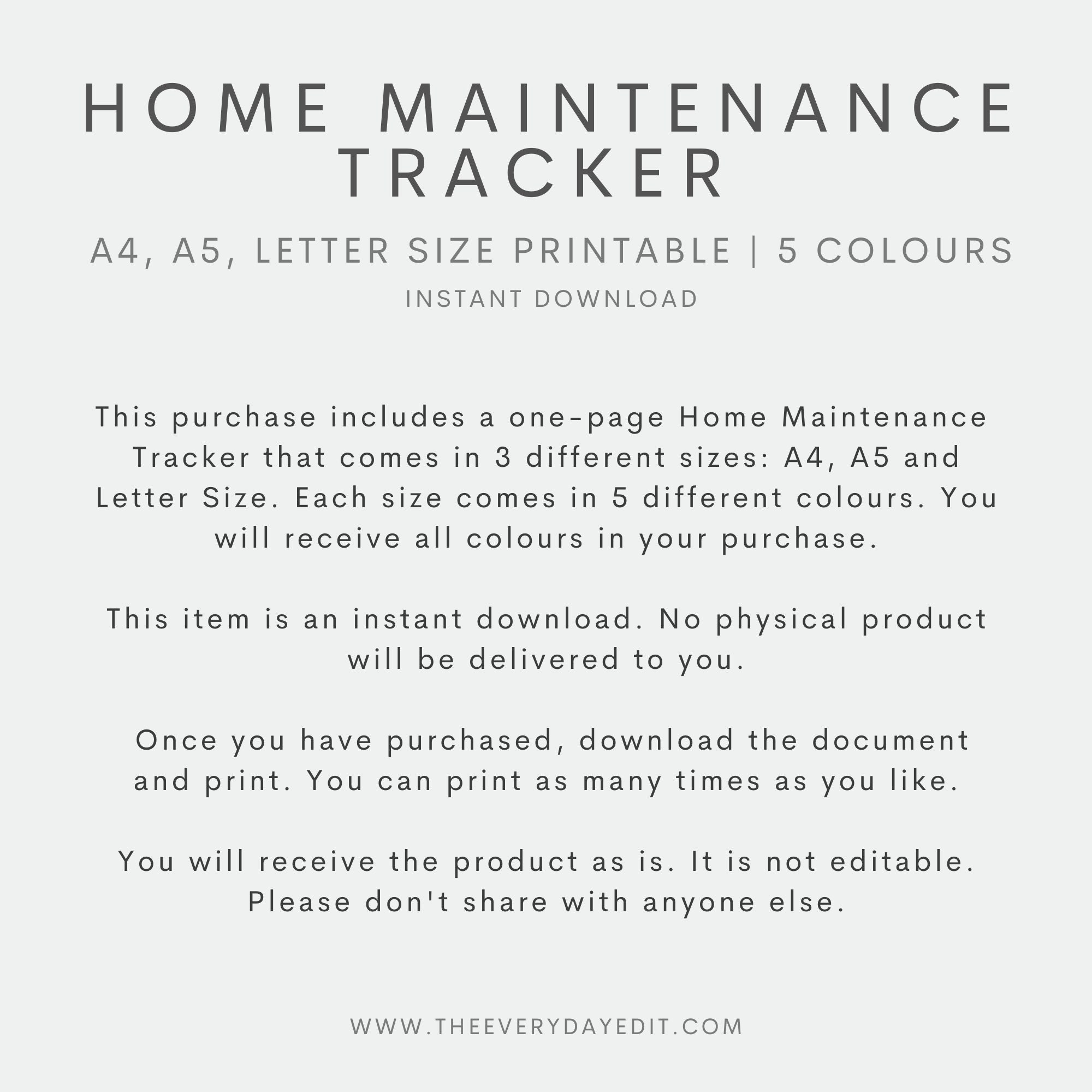 Home Maintenance Tracker Printable Home Maintenance Log - Etsy