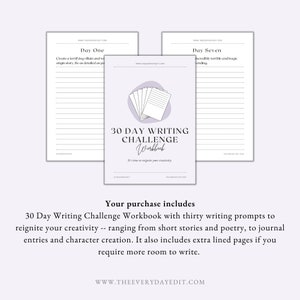 30 Day Writing Challenge Workbook Printable, Book Writing Prompts ...