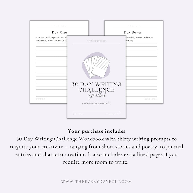 30 Day Writing Challenge Workbook Printable Book Writing - Etsy