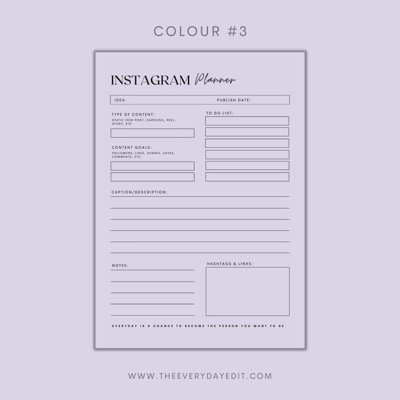 Instagram Planner Printable Social Media Planner Instagram - Etsy
