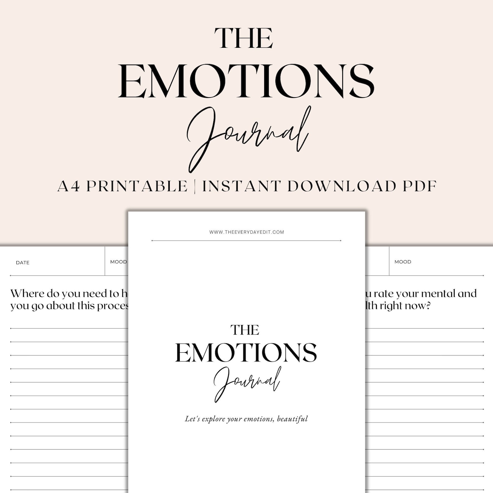 The Emotions Journal Printable Mental Health Journal Prompts - Etsy