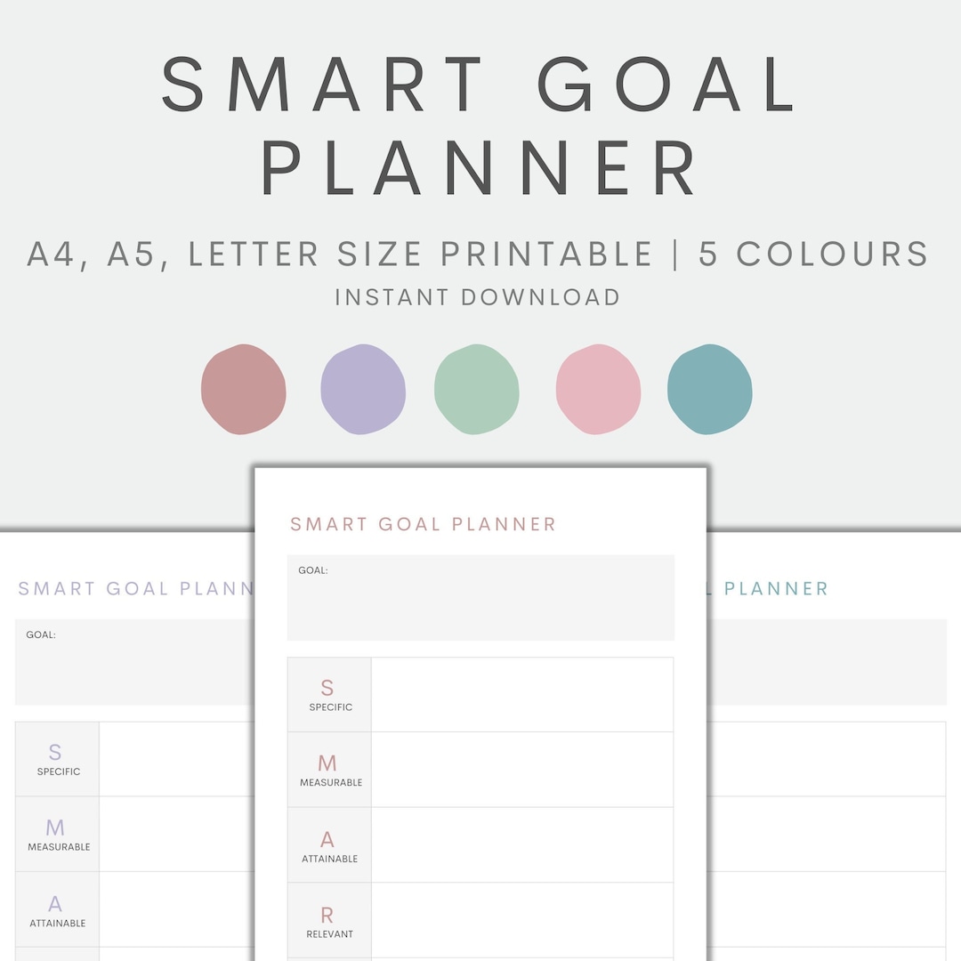 SMART Goal Planner Printable, Goal Tracker Printable, Productivity ...