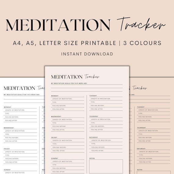 Meditation Tracker Printable Weekly Tracker Wellness - Etsy