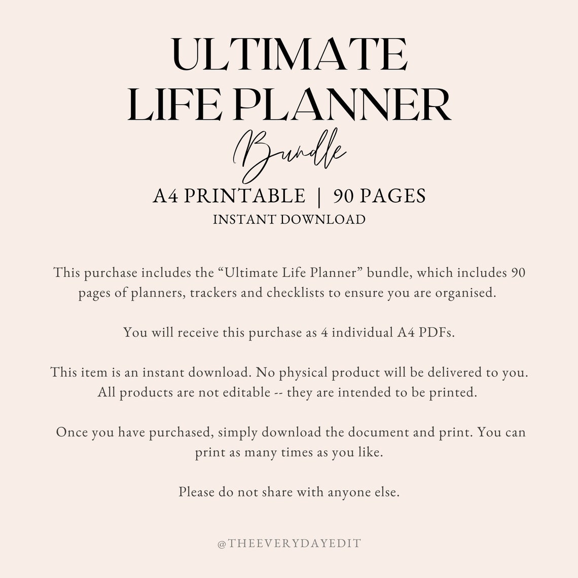 Ultimate Life Planner Printable Bundle, Minimalist Planner, Home ...