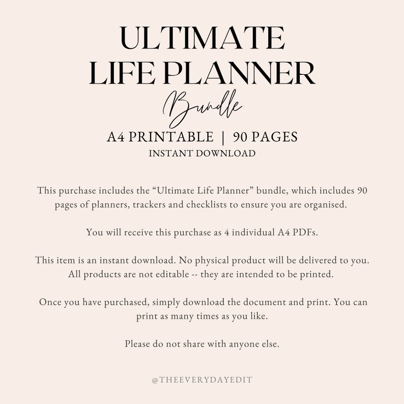Ultimate Life Planner Printable Bundle, Minimalist Planner, Home ...
