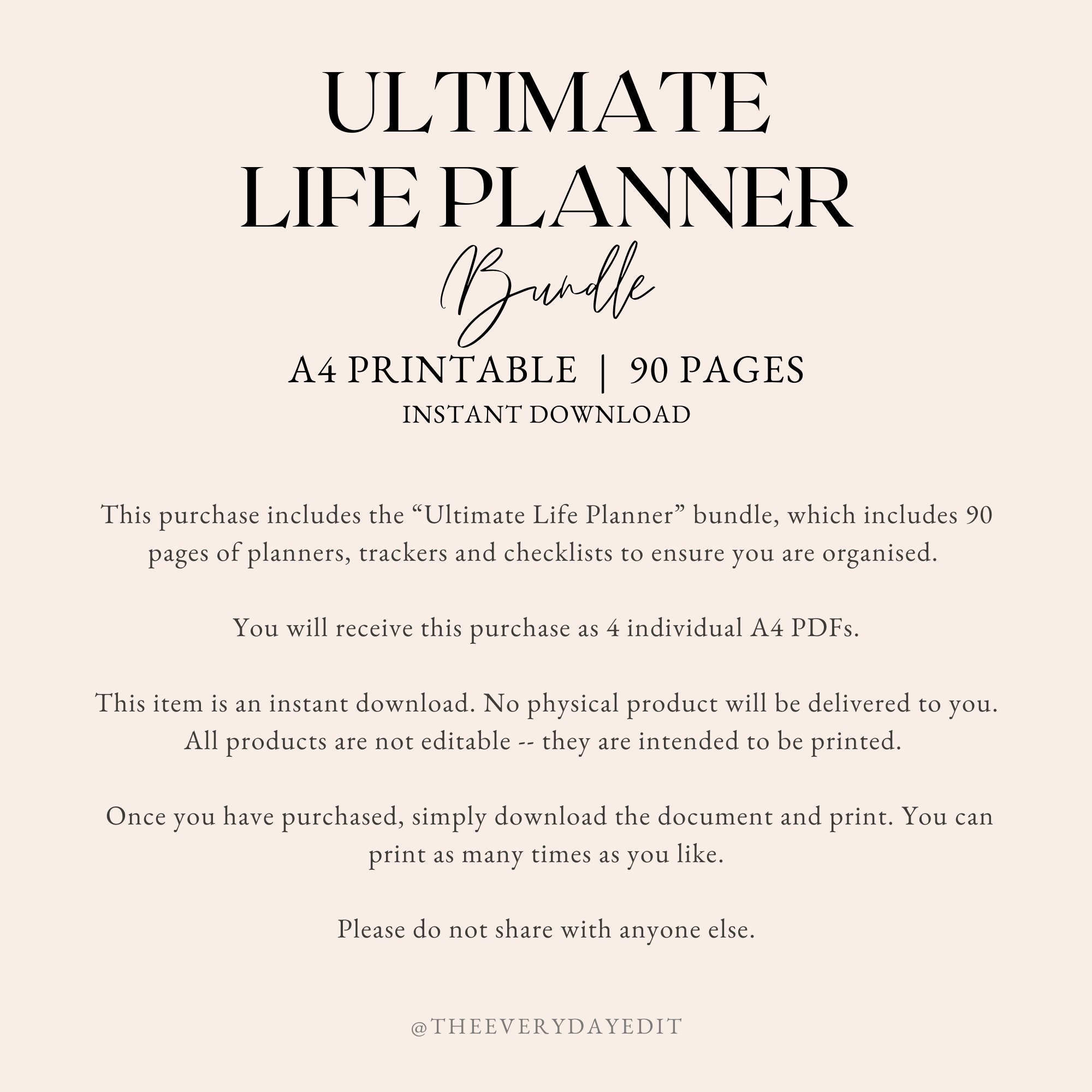 Ultimate Life Planner Printable Bundle, Minimalist Planner, Home ...