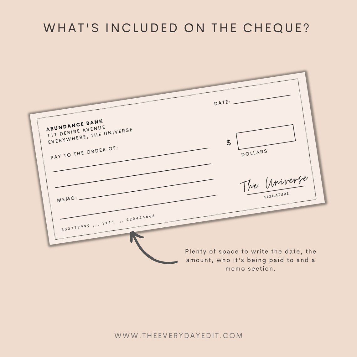 Manifestation Cheques Printable, Manifestation Checks, Law of ...