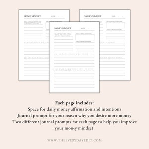 Money Mindset Journaling Pages Printable, Daily Journal Pages ...
