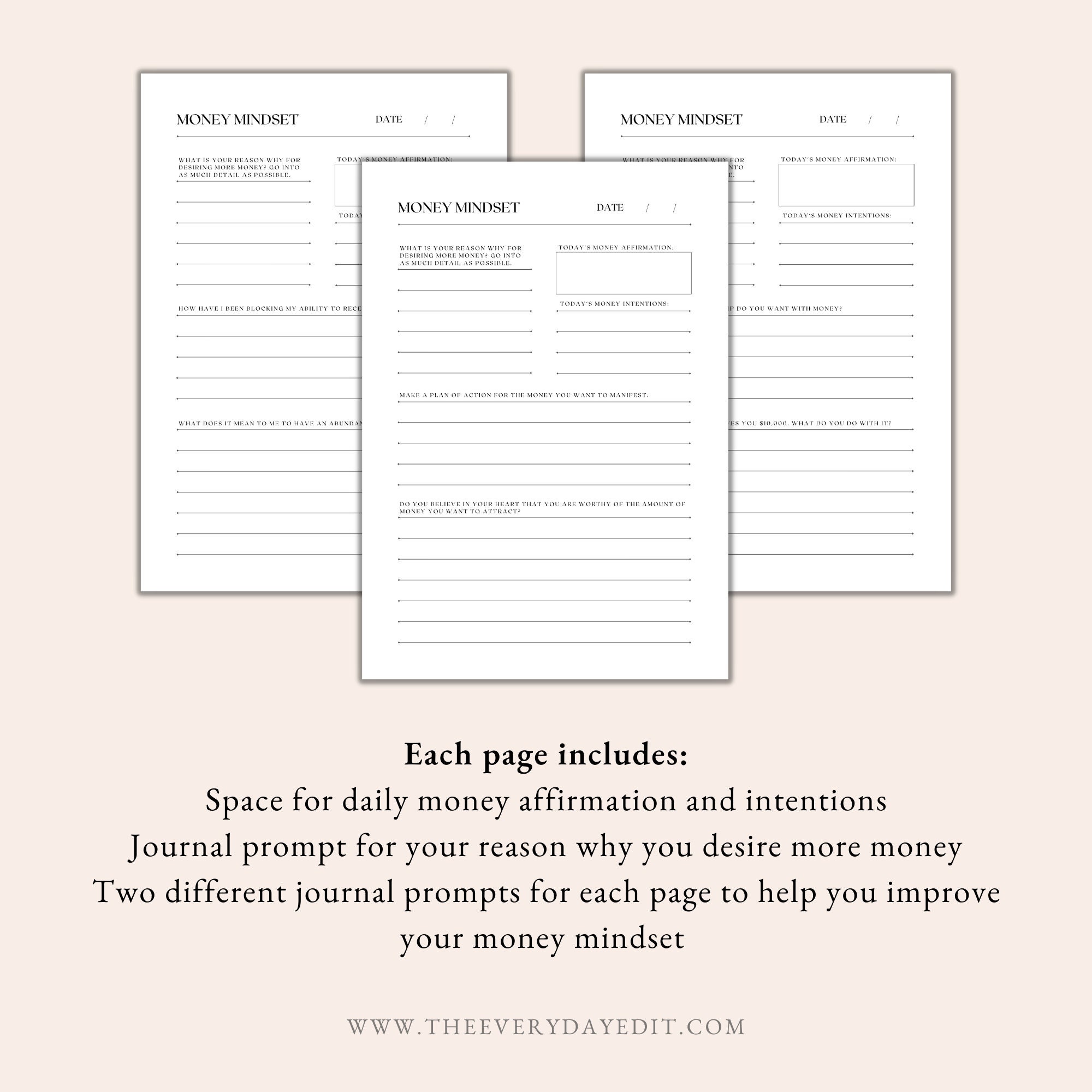 Money Mindset Journaling Pages Printable Daily Journal Pages - Etsy ...