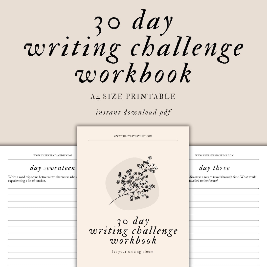30 Day Writing Challenge Workbook Printable, Book Writing Prompts ...