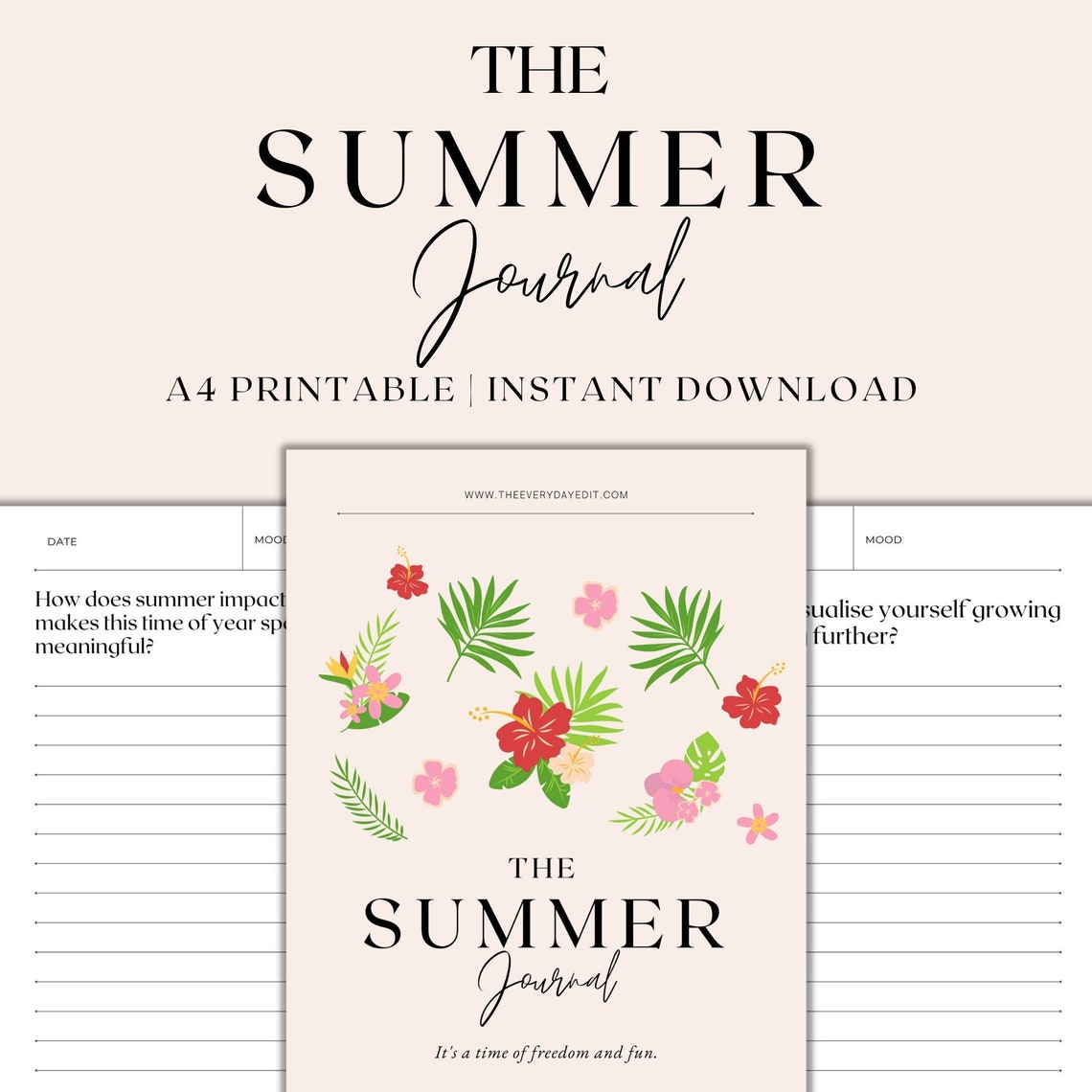 The Summer Journal Printable, Self-discovery Journaling Prompts, Shadow ...