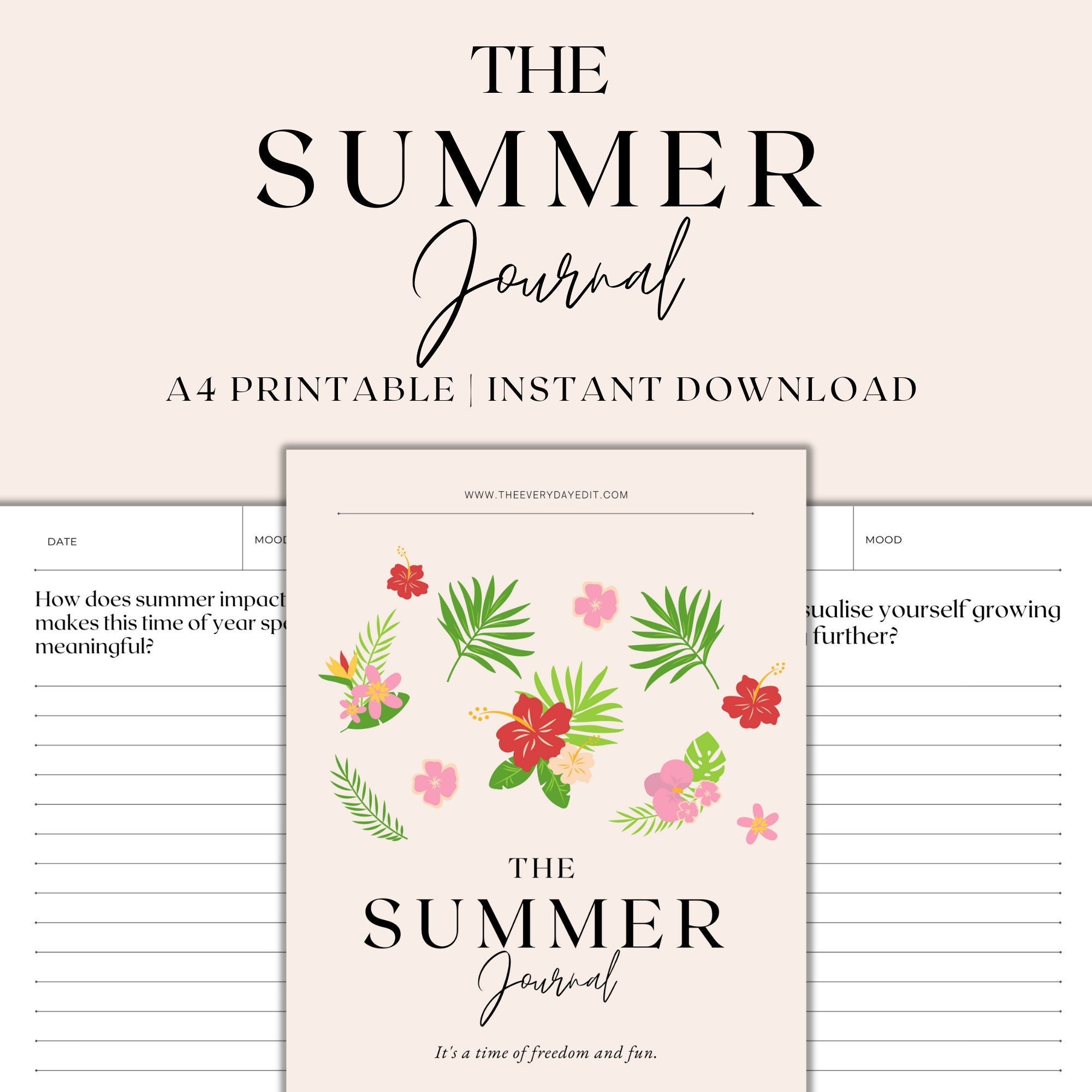 The Summer Journal Printable, Self-discovery Journaling Prompts, Shadow ...