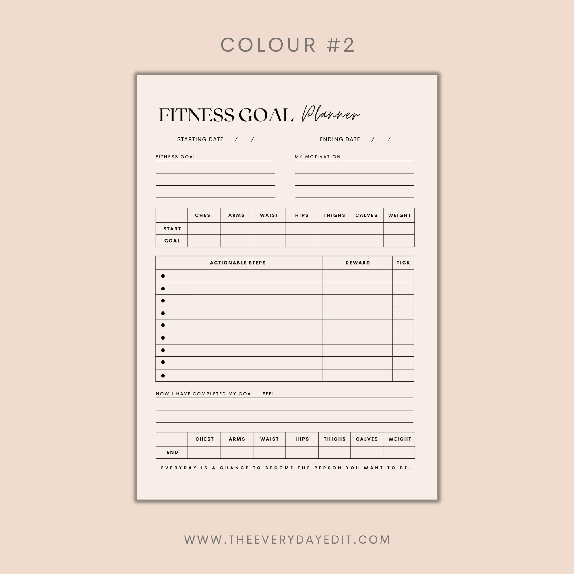 Fitness Goal Planner Printable, Fitness Planner, Health Planner ...
