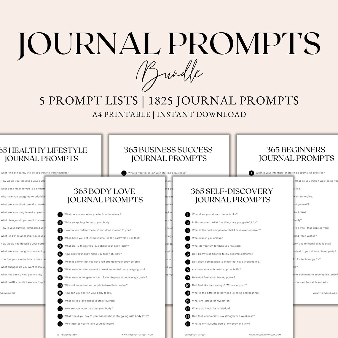 List of Journal Prompts Printable, Self Discovery Journal, Beginner ...