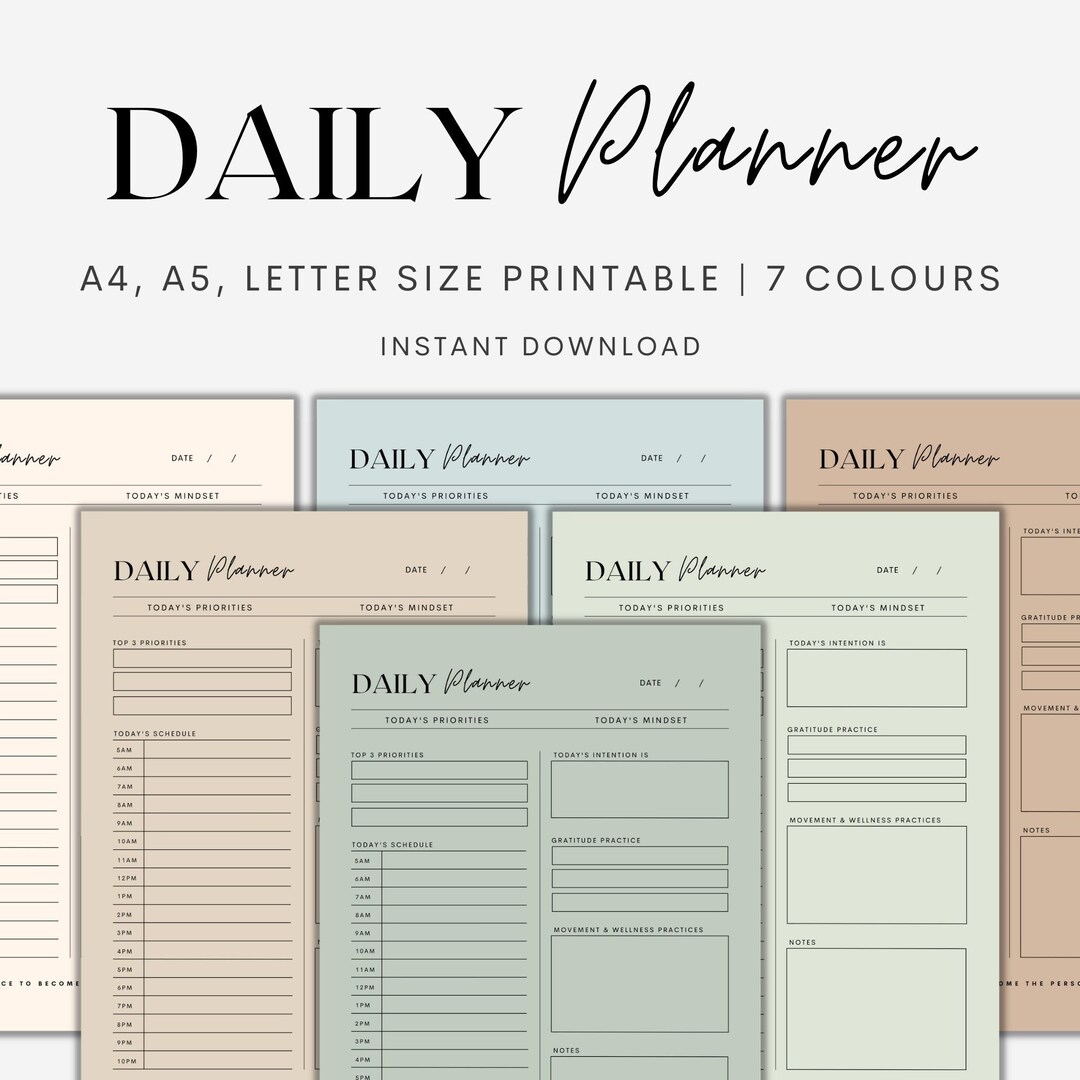 Beachy Daily Planner Printable, Daily Productivity Planner, Daily To-do ...