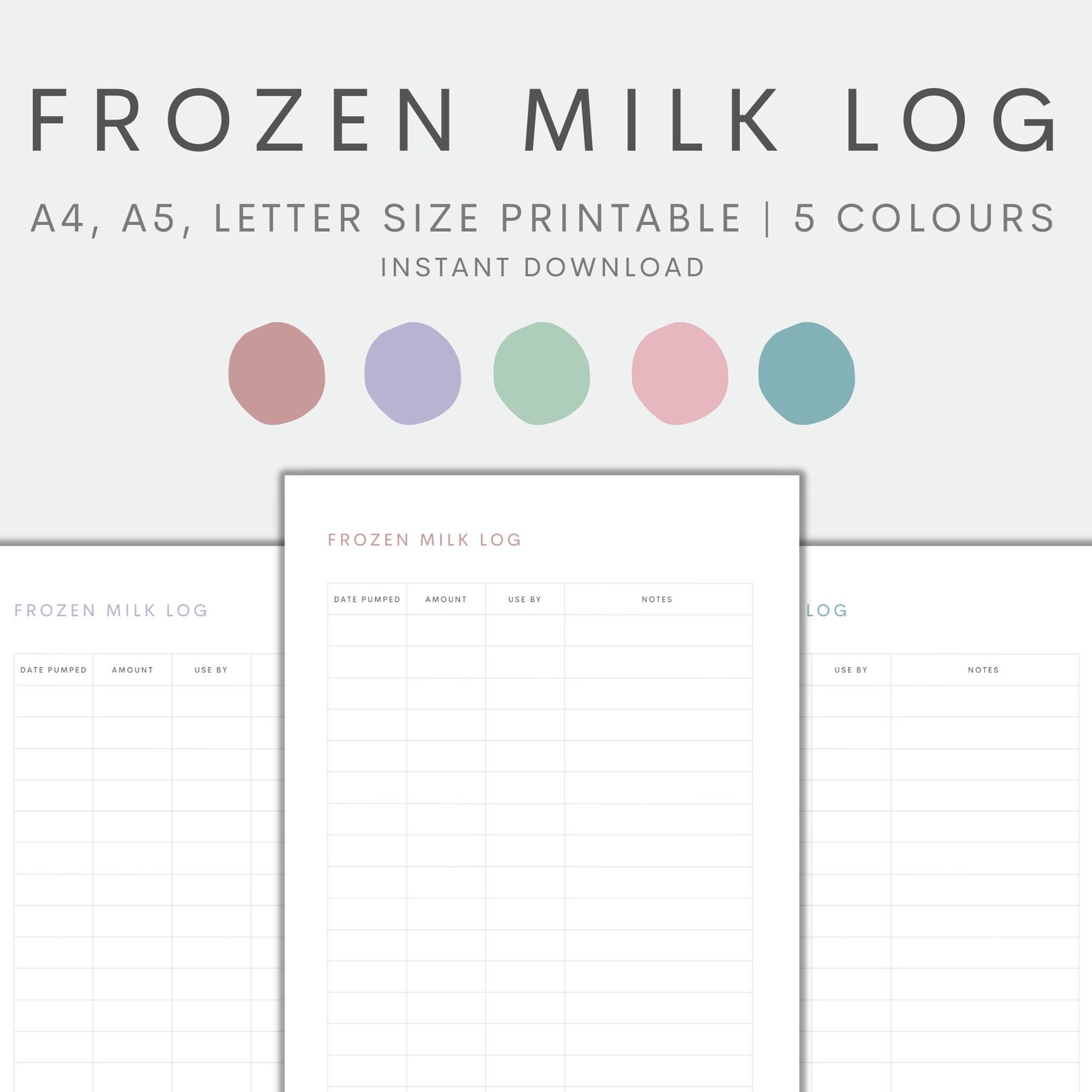 Frozen Milk Log Printable, Breasting Feeding Tracker Printable, Freezer ...