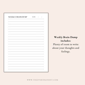 Weekly Journaling Pages Printable, Weekly Journal Prompts, Brain Dump ...