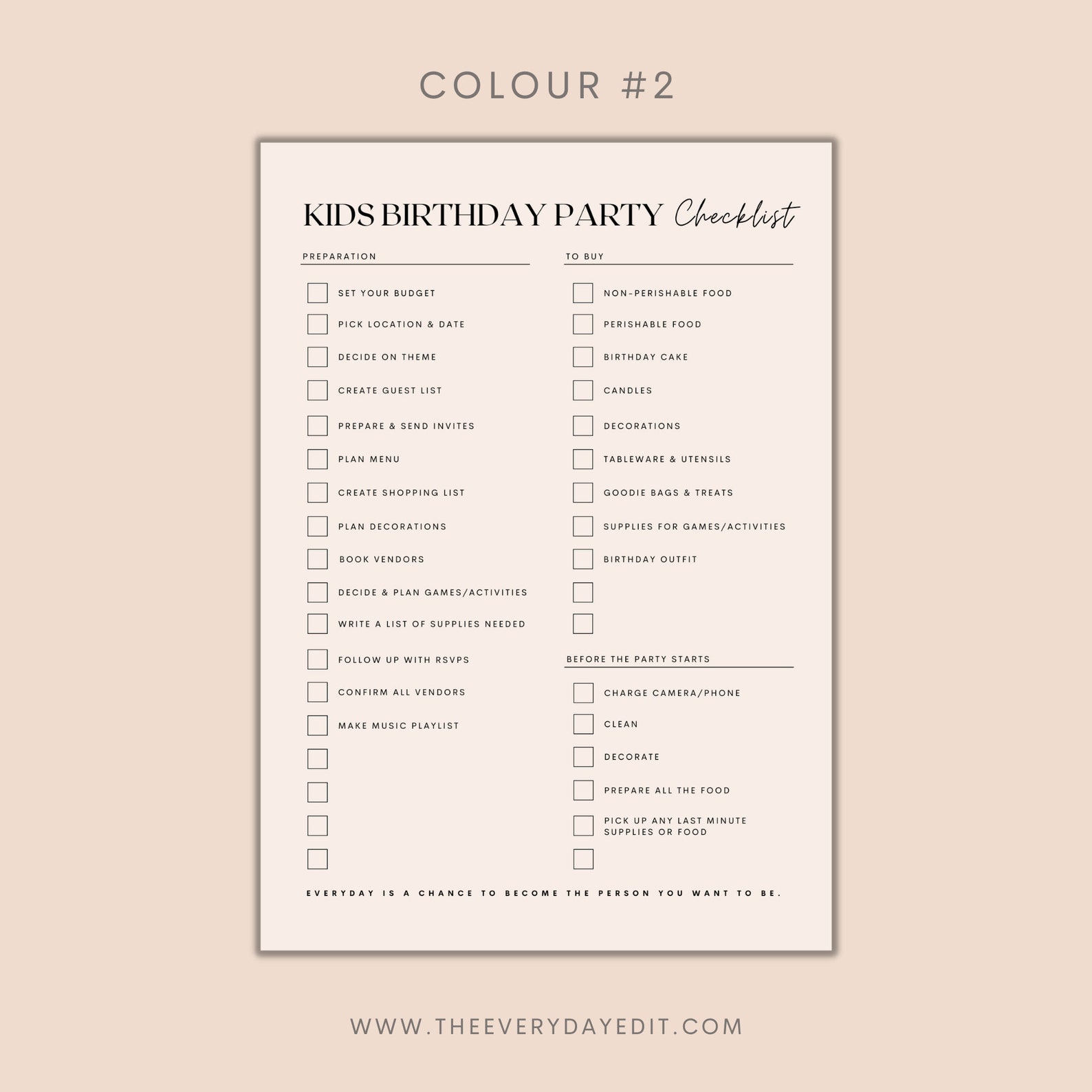 Kids Birthday Party Checklist Printable, Kids Party Planner Printable ...