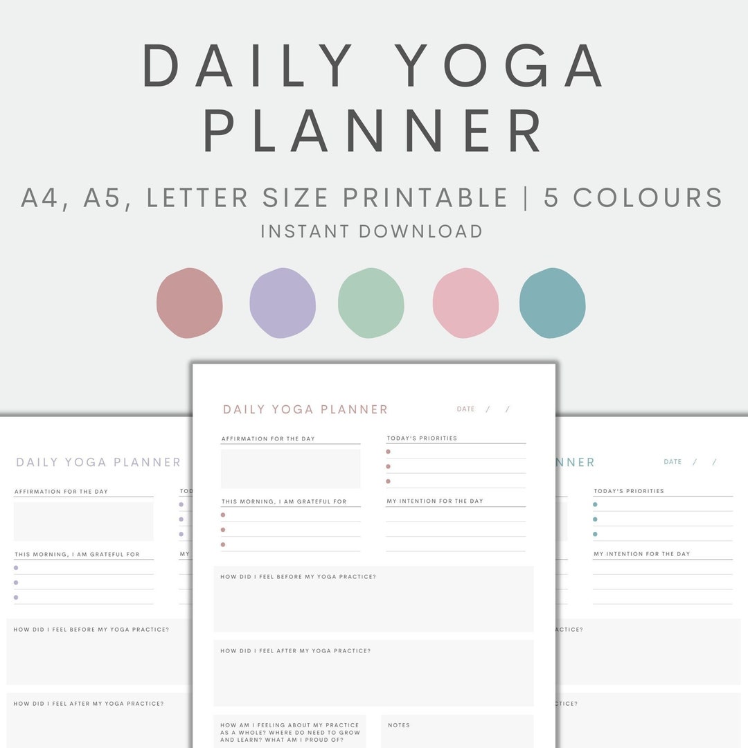 Daily Yoga Planner Printable, Daily Planner, Wellness Planner, Yoga ...