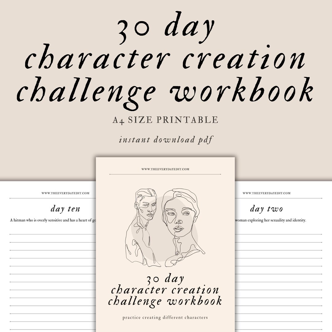 30 Day Character Creation Workbook Printable, Character Profile, 30 Day ...
