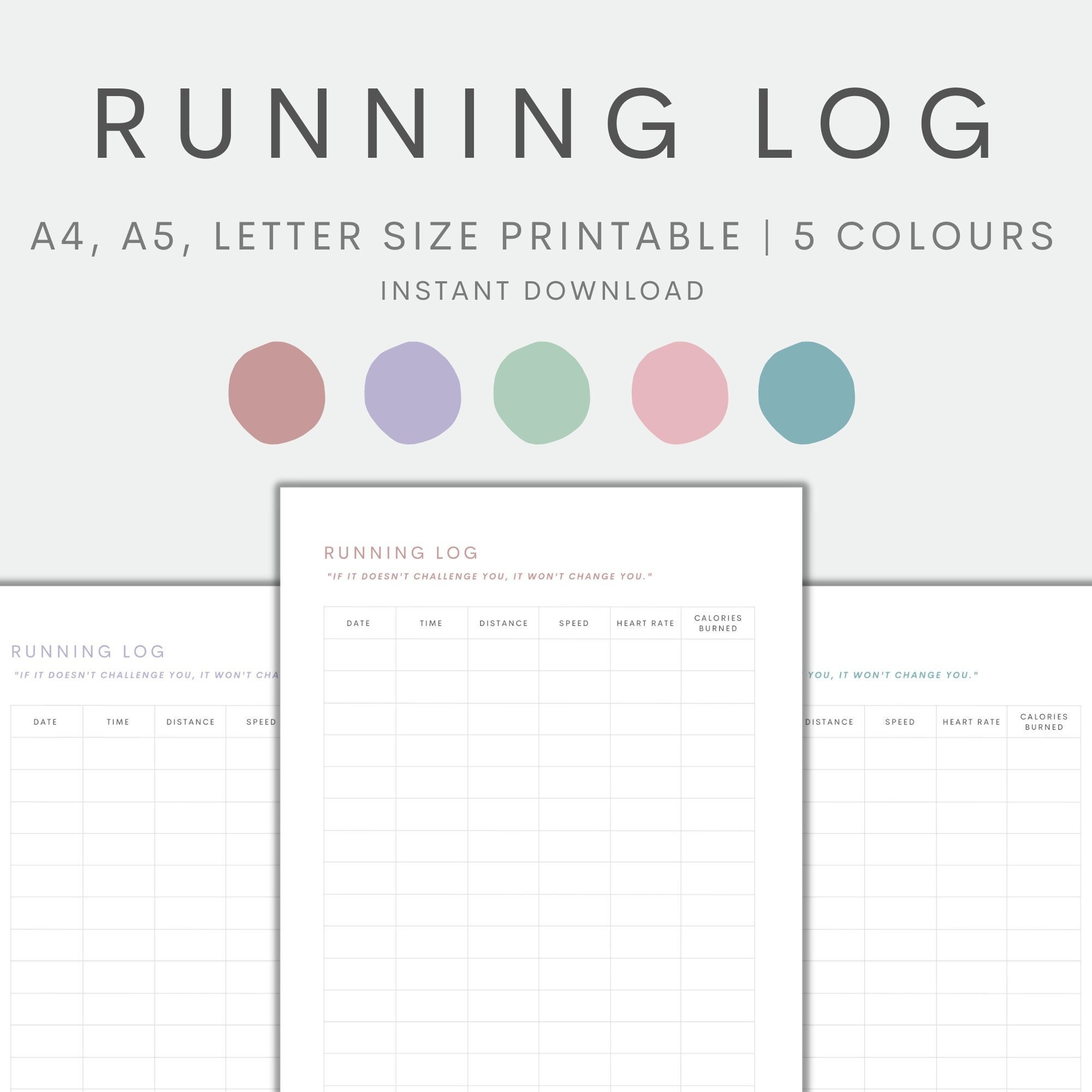 Running Log Printable, Running Tracker Printable, Minimalist Tracker ...