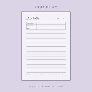 Lab Notes Tracker Printable, Lab Notes Paper, Lined Notes Page, College ...