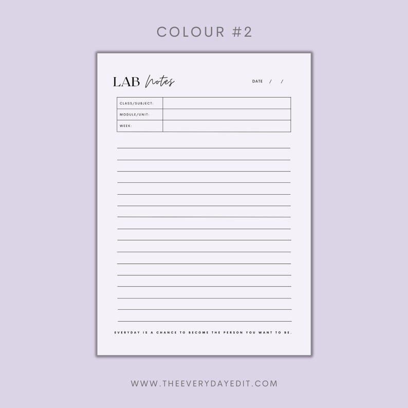 Lab Notes Tracker Printable, Lab Notes Paper, Lined Notes Page, College ...