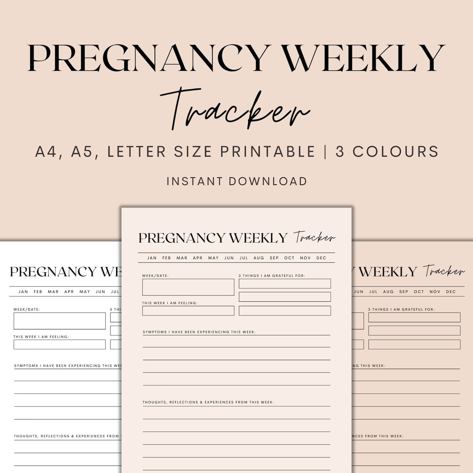 Pregnancy Weekly Tracker Printable, Pregnancy Tracker, Pregnancy ...