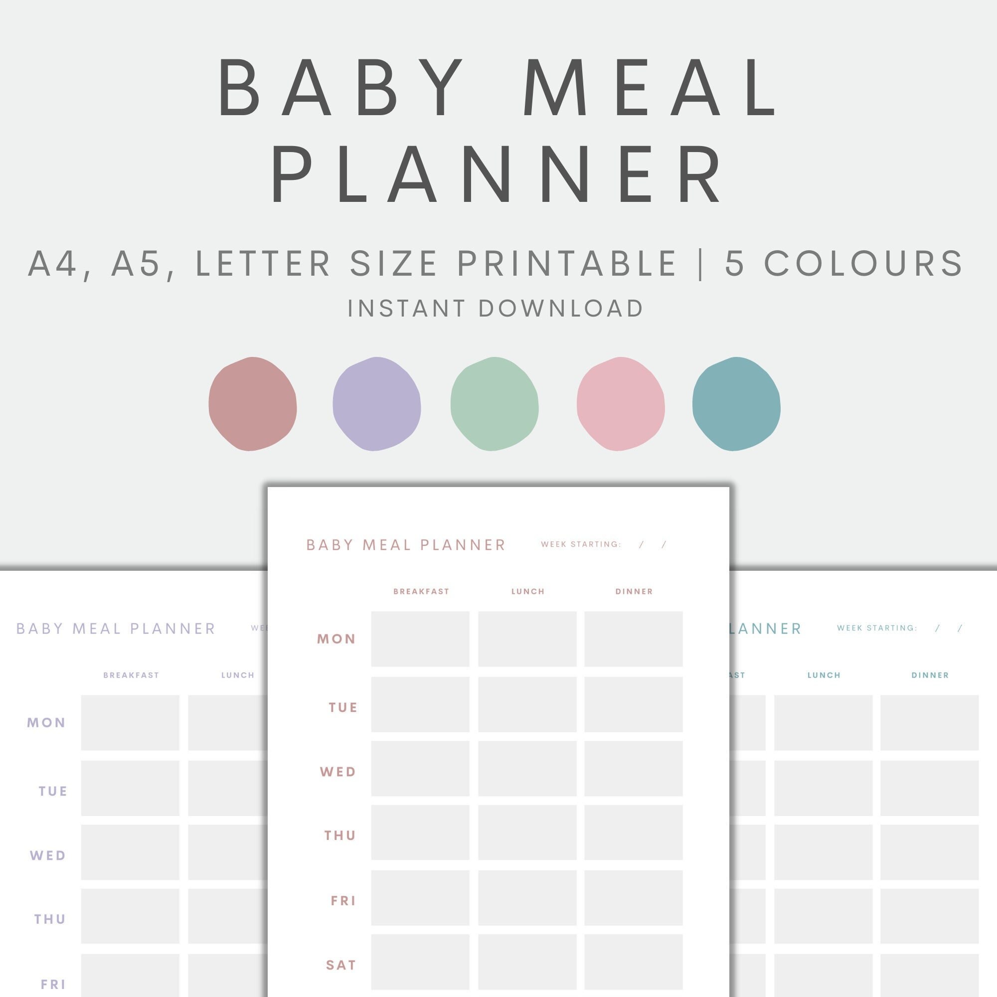Baby Meal Planner Printable Baby Led Weaning Planner Baby Etsy Australia