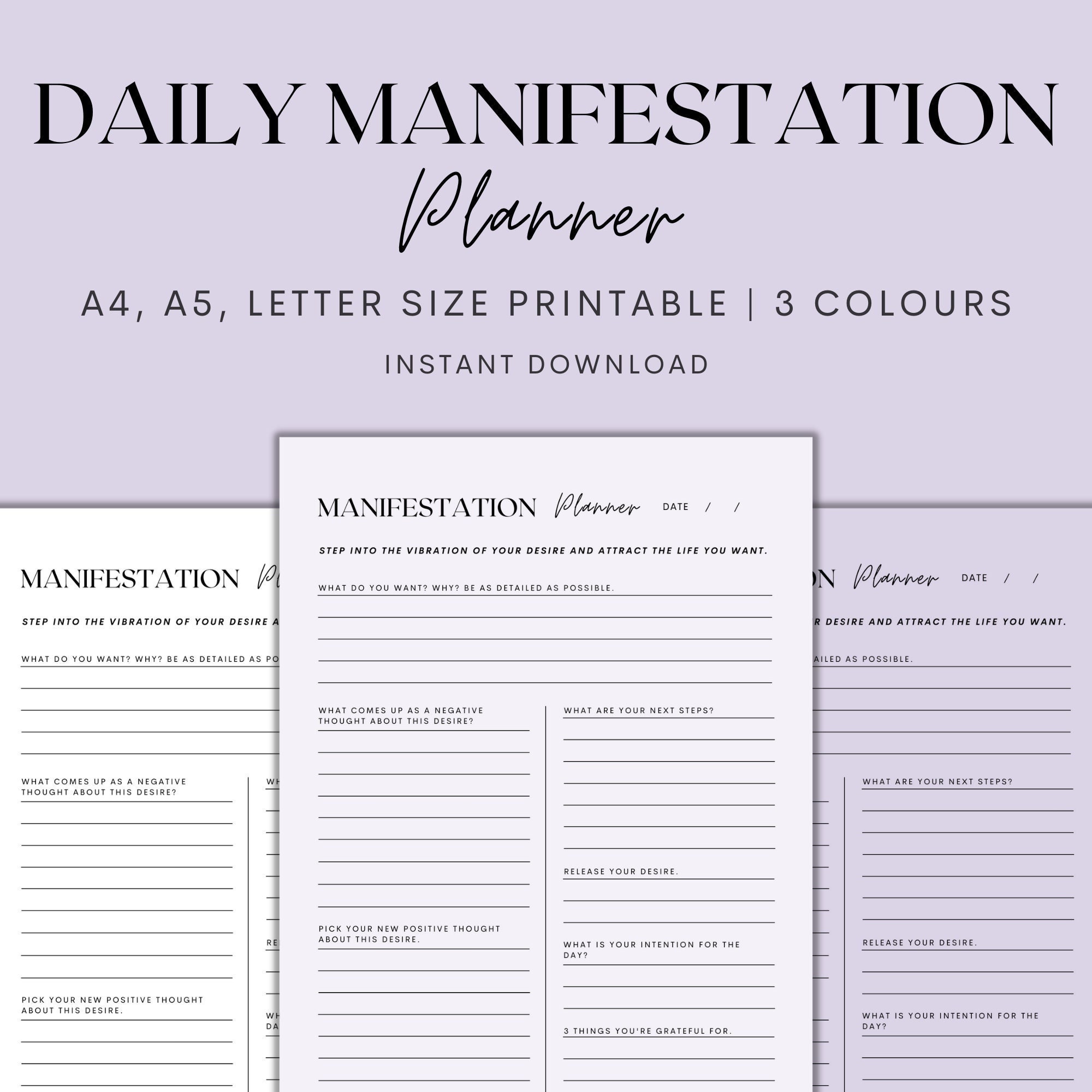 Daily Manifestation Planner Printable, Daily Planner, Manifestation ...