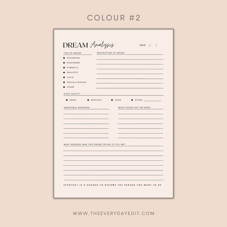 Dream Analysis Printable Dream Tracker Printable Dream - Etsy