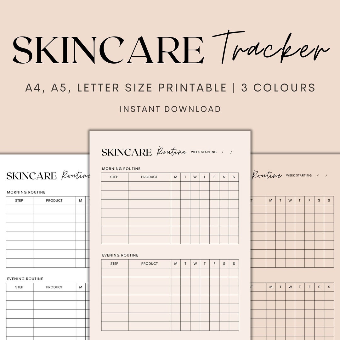 Skincare Routine Tracker Printable, Skincare Tracker, Beauty Journal ...