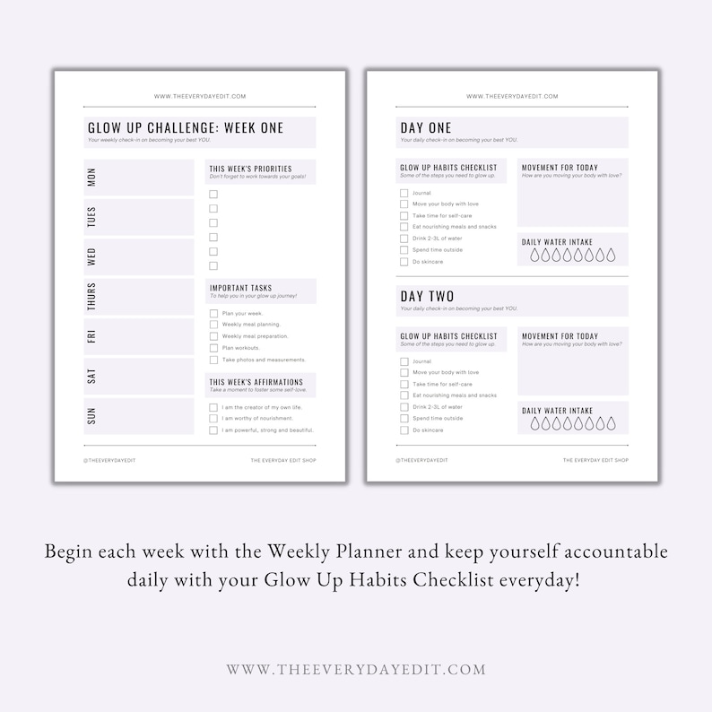 8 Week Glow up Workbook Printable, Goal Planner, Life Planner Printable ...