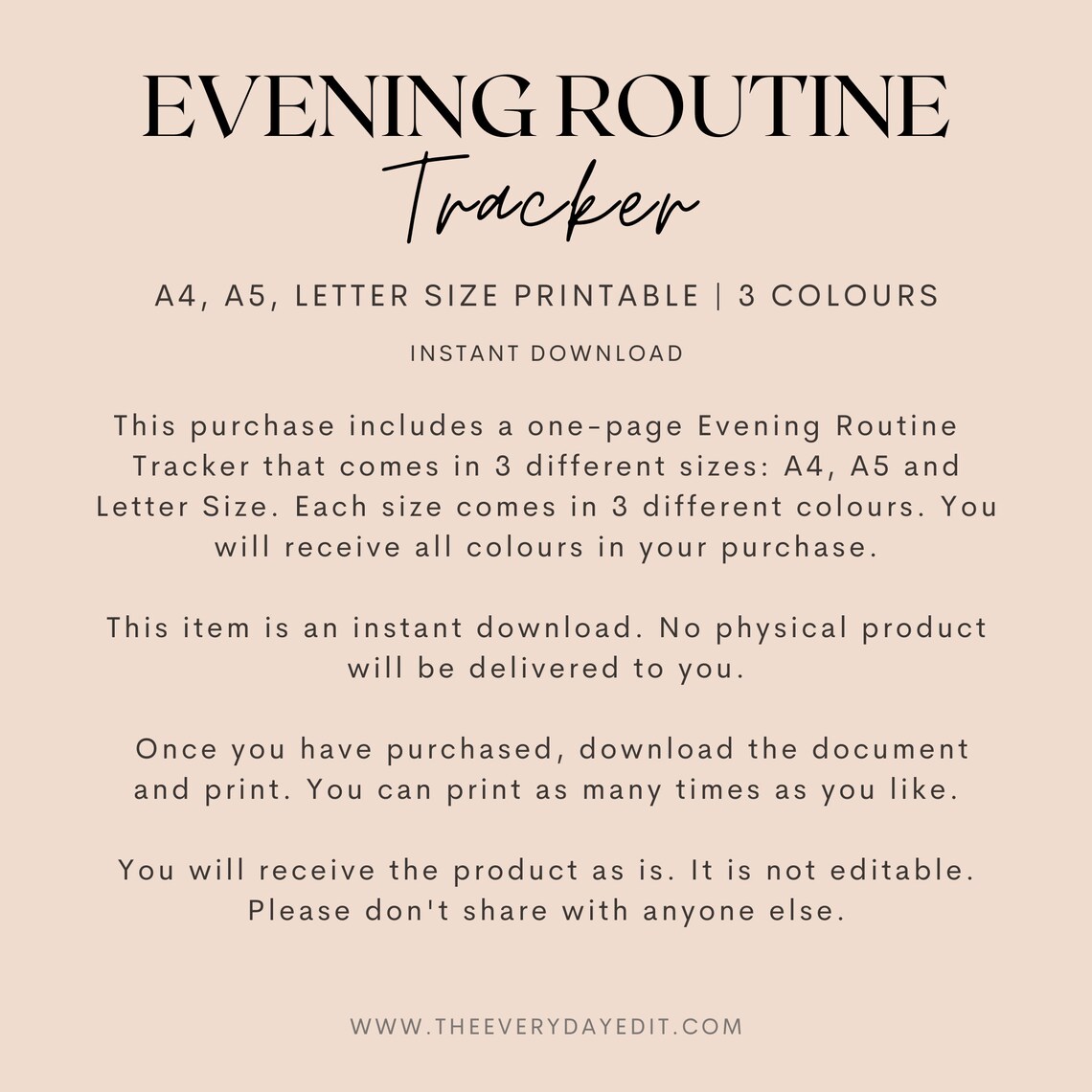Evening Routine Tracker Printable Evening Routine Planner - Etsy Australia