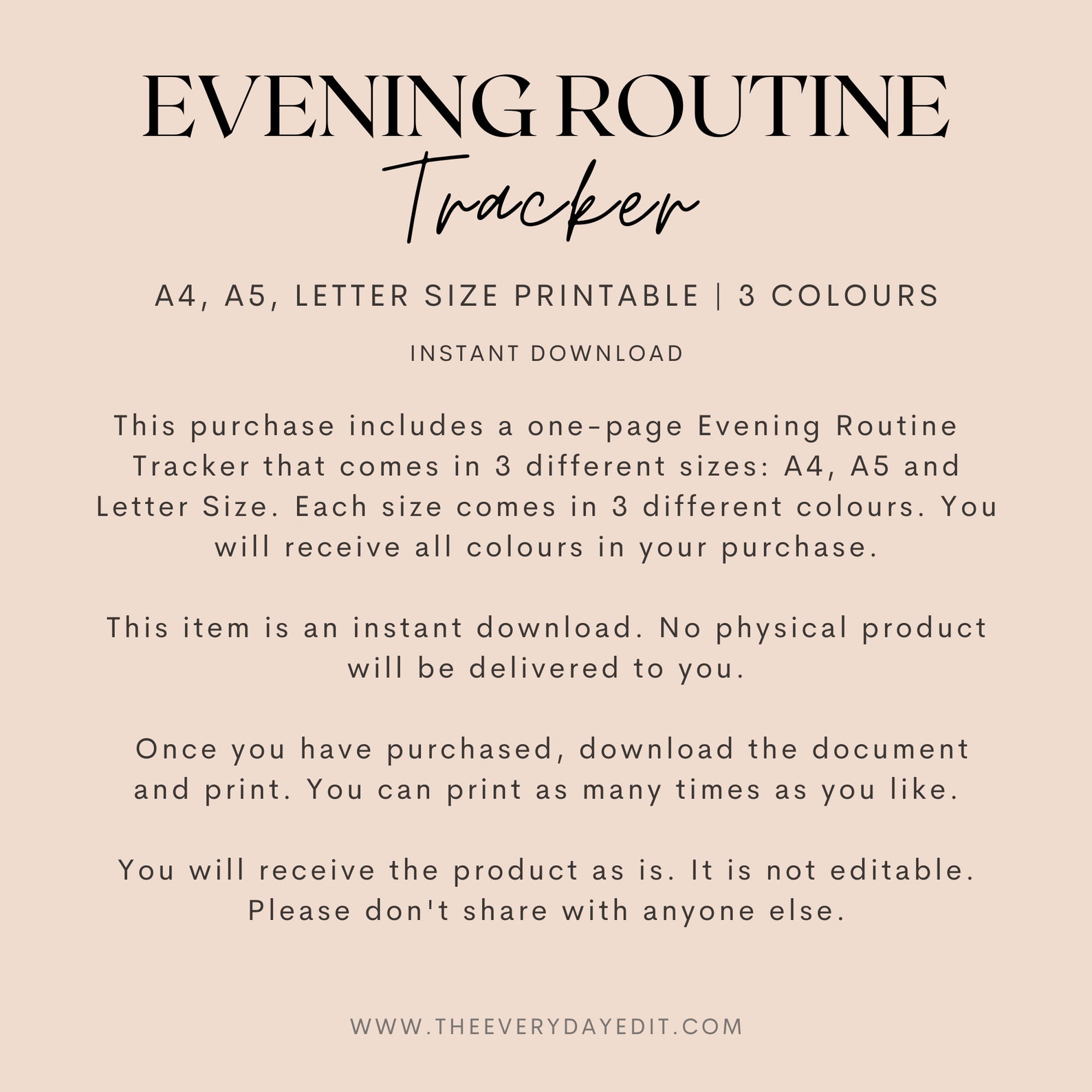 Evening Routine Tracker Printable Evening Routine Planner - Etsy Australia