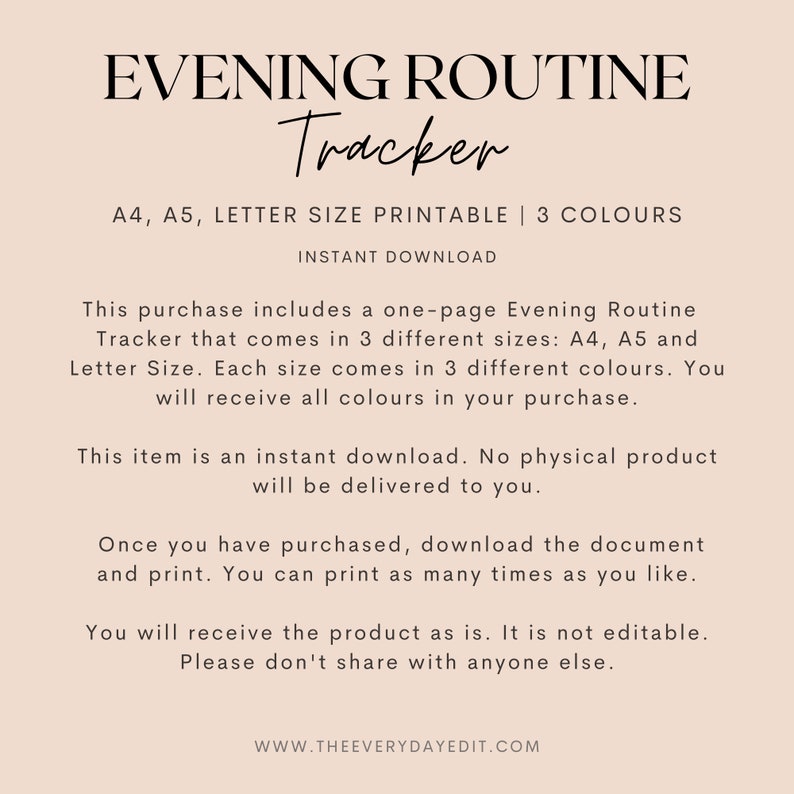 Evening Routine Tracker Printable Evening Routine Planner - Etsy Australia