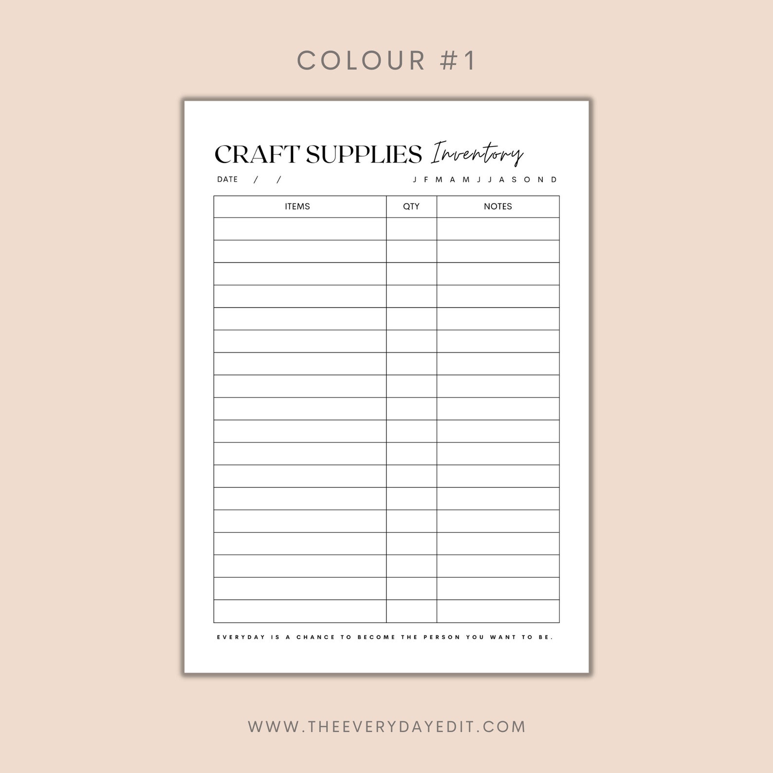 Craft Supplies Inventory Printable Inventory Tracker - Etsy