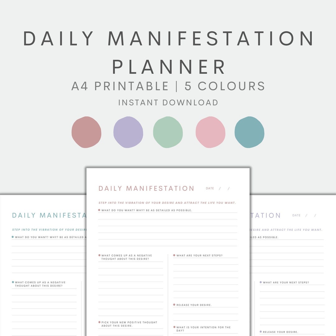 Daily Manifestation Planner Printable, Daily Planner, Manifestation ...