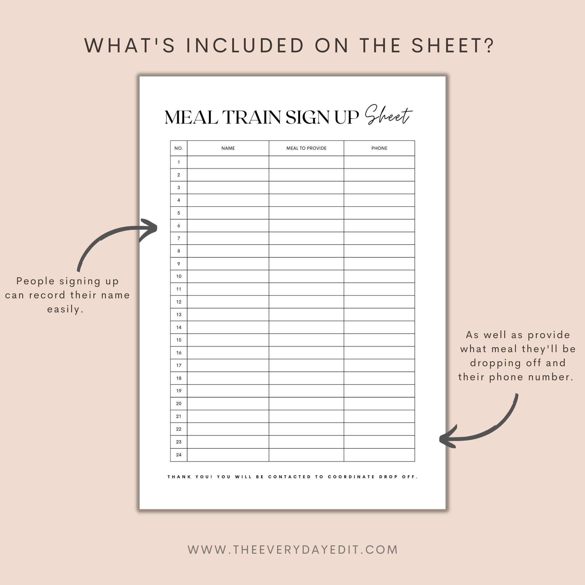 Meal Train Sign up Sheet Printable, Baby Shower Meal Train, New Parents ...