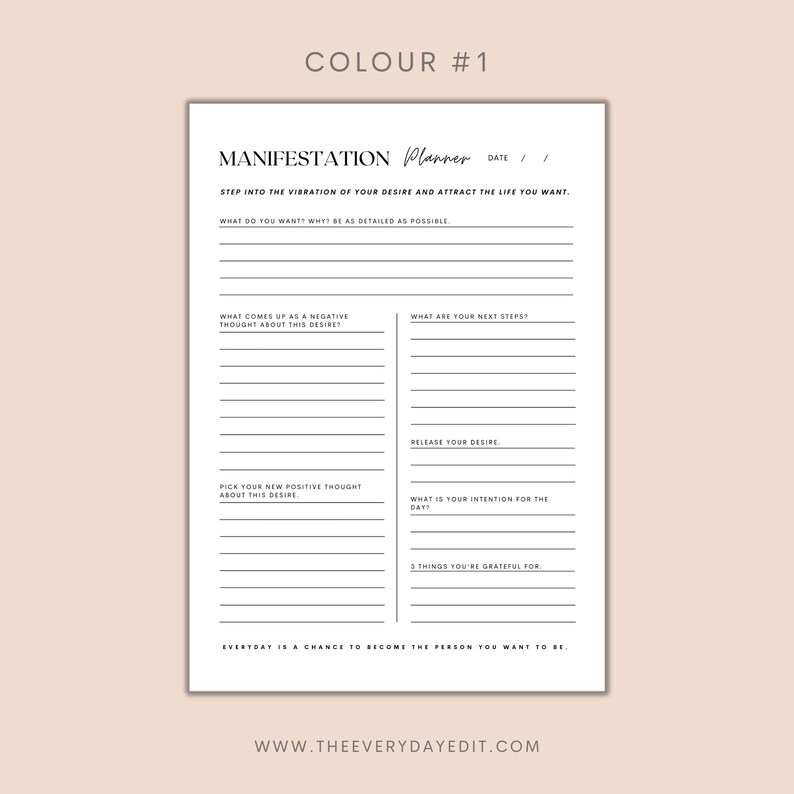Daily Manifestation Planner Printable, Daily Planner, Manifestation ...