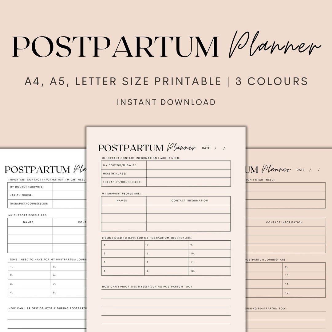 Postpartum Planner Printable, Pregnancy Planner, Postpartum Action Plan ...