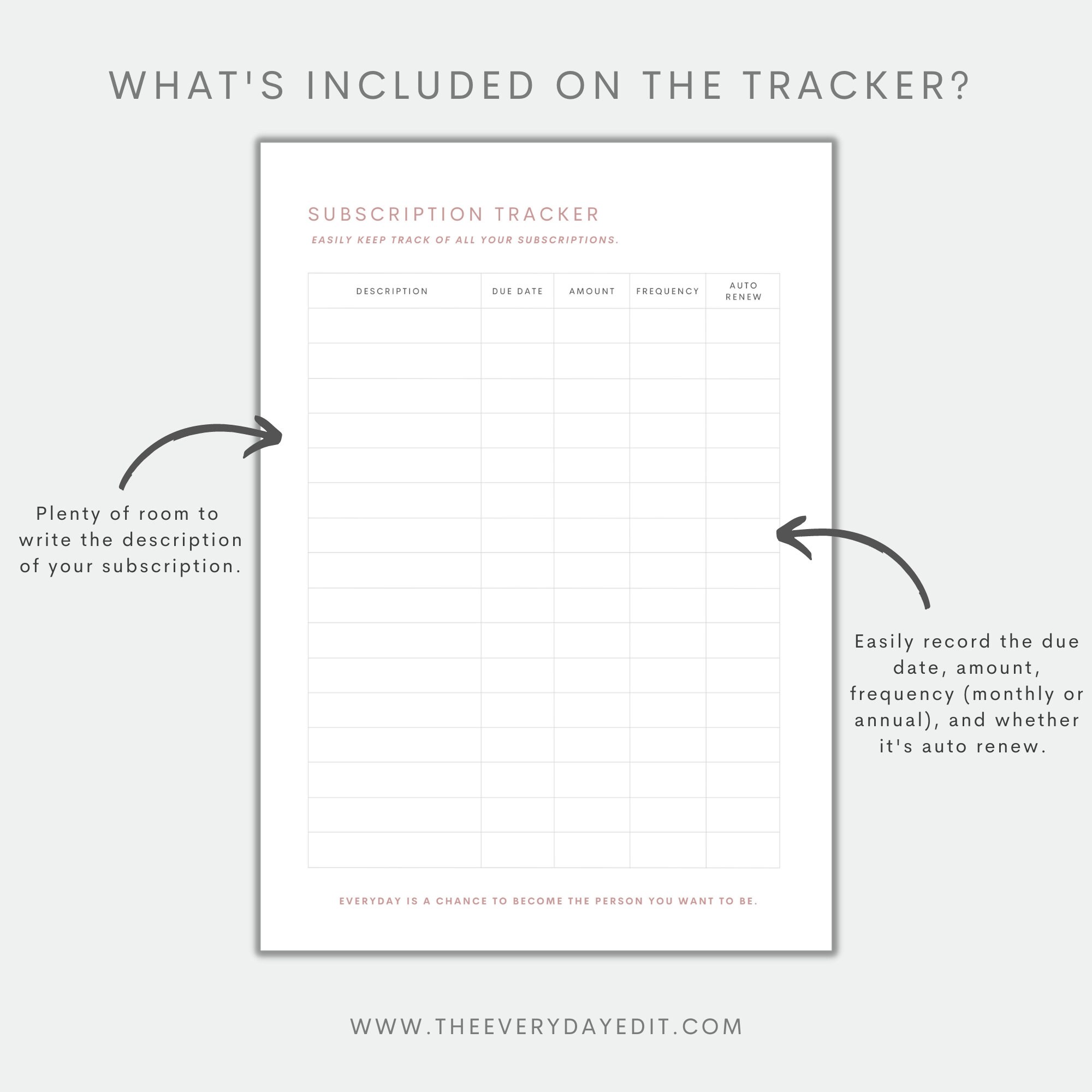 Subscription Tracker Printable, Membership Tracker, Monthly ...