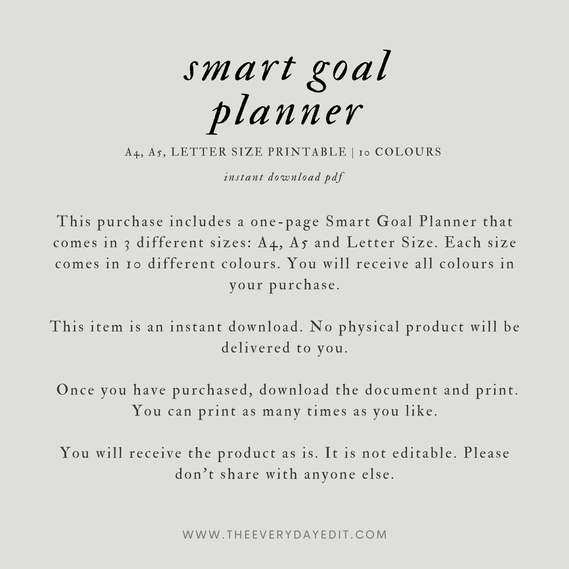 SMART Goal Planner Printable, Goal Tracker Printable, Productivity ...