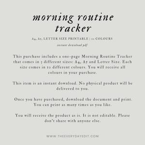 Morning Routine Tracker Printable, Routine Planner, Morning Planner ...