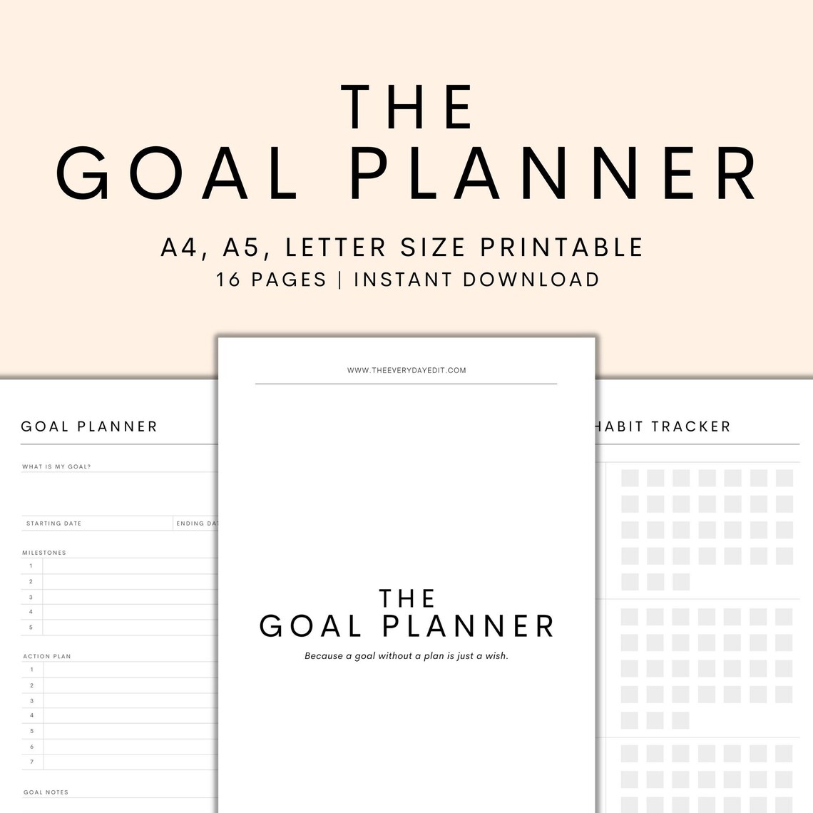 Goal Planner Printable Goal Journal Goal Tracker Printable - Etsy
