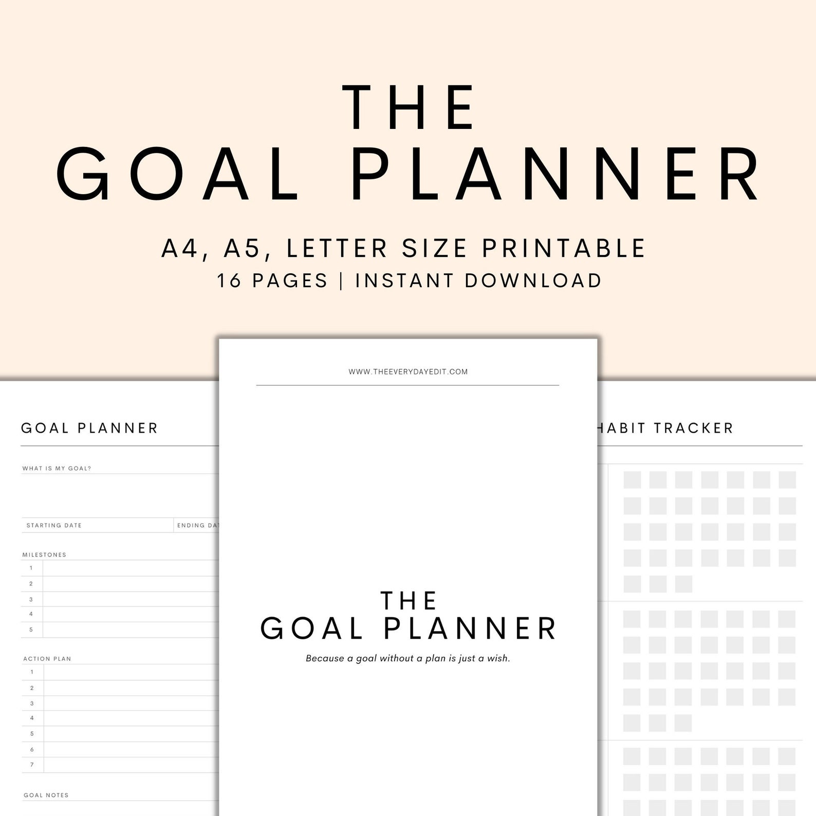 Goal Planner Printable, Goal Journal, Goal Tracker Printable, Life ...