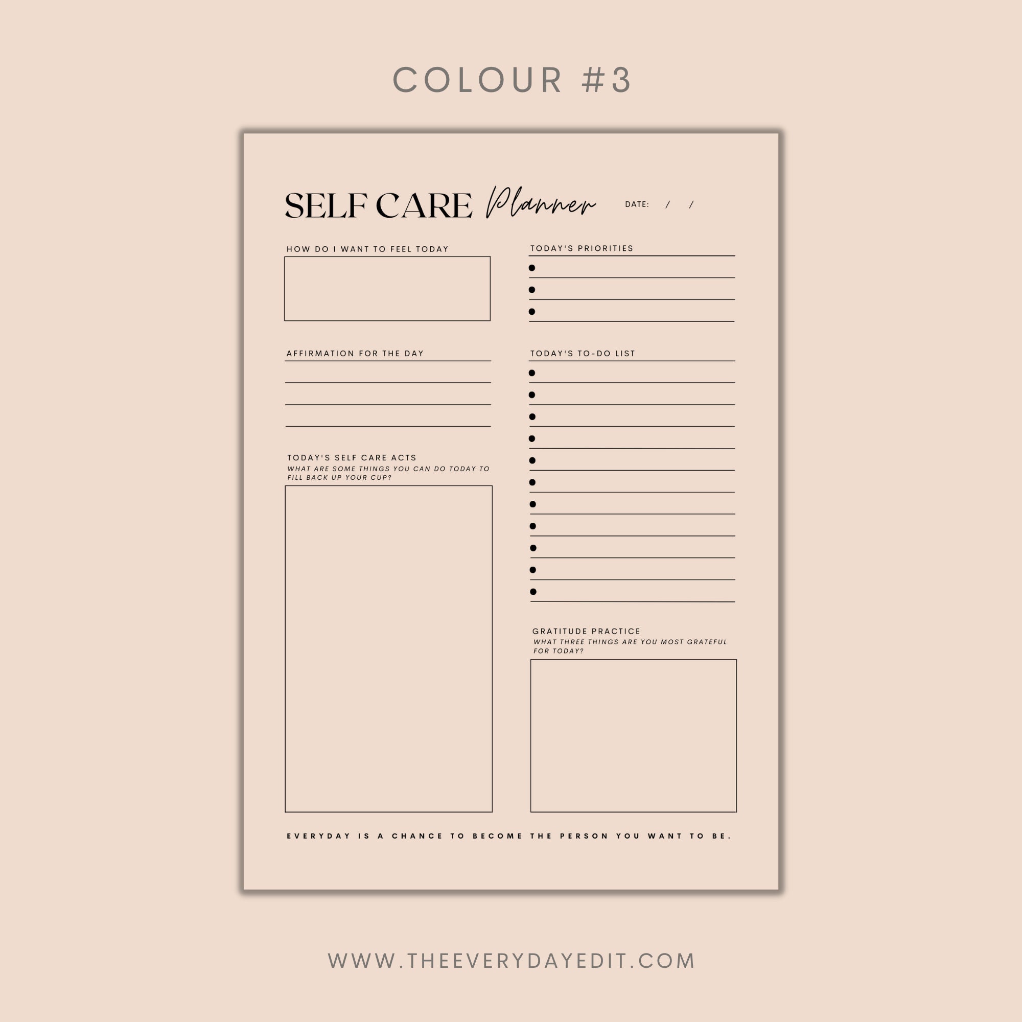 Self Care Planner Printable, Self-care Journal, Daily Planner, Wellness ...
