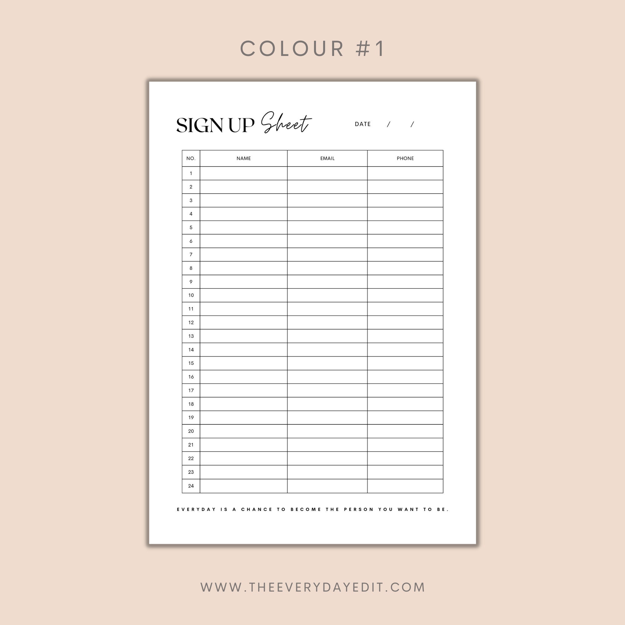 Sign up Sheet Printable, Sign up Form, Contact List, Contact ...