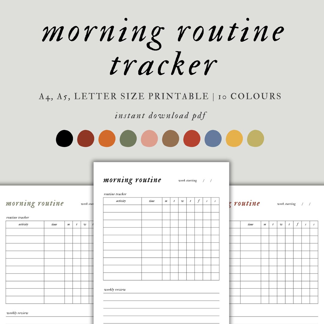 Morning Routine Tracker Printable, Routine Planner, Morning Planner ...