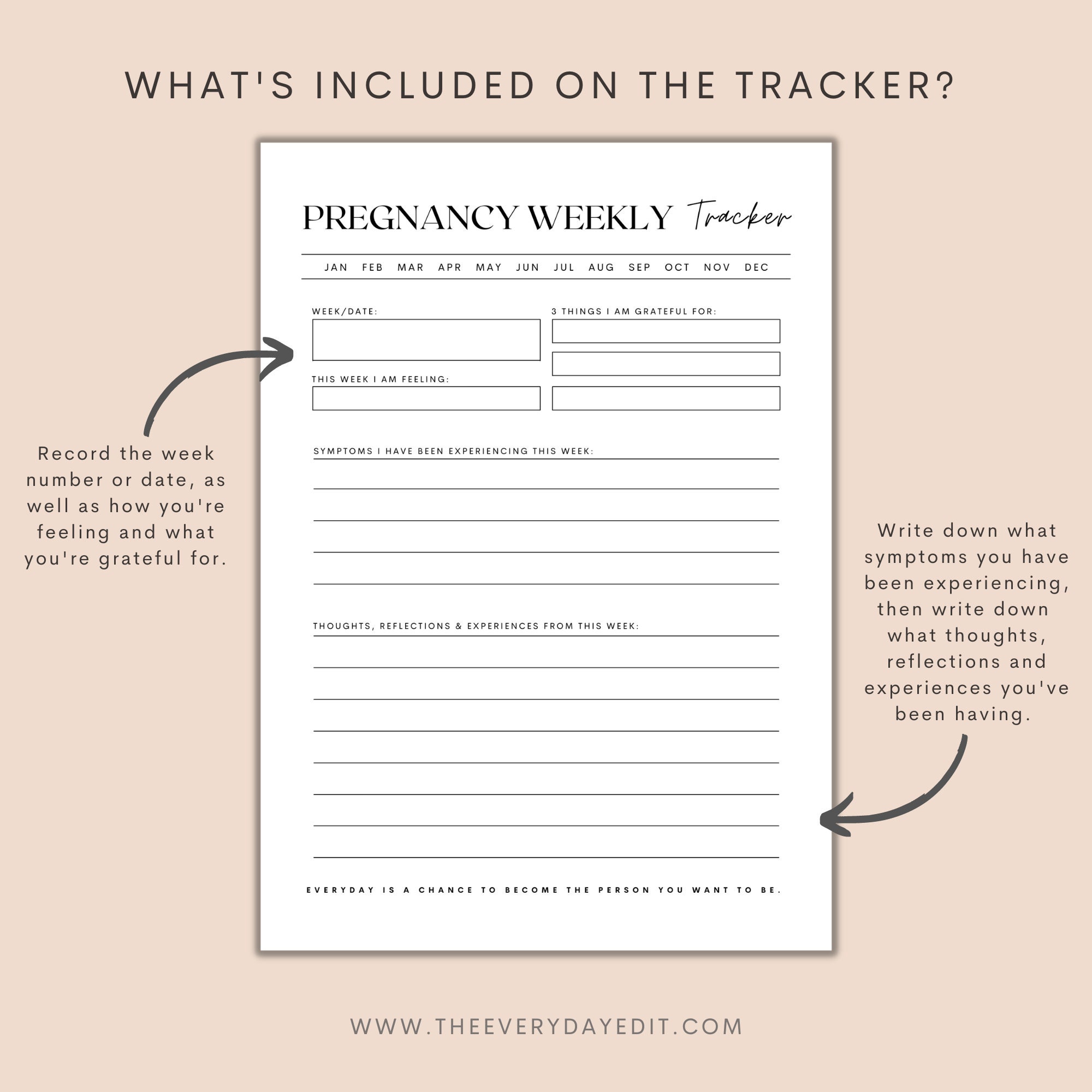 Pregnancy Weekly Tracker Printable, Pregnancy Tracker, Pregnancy ...
